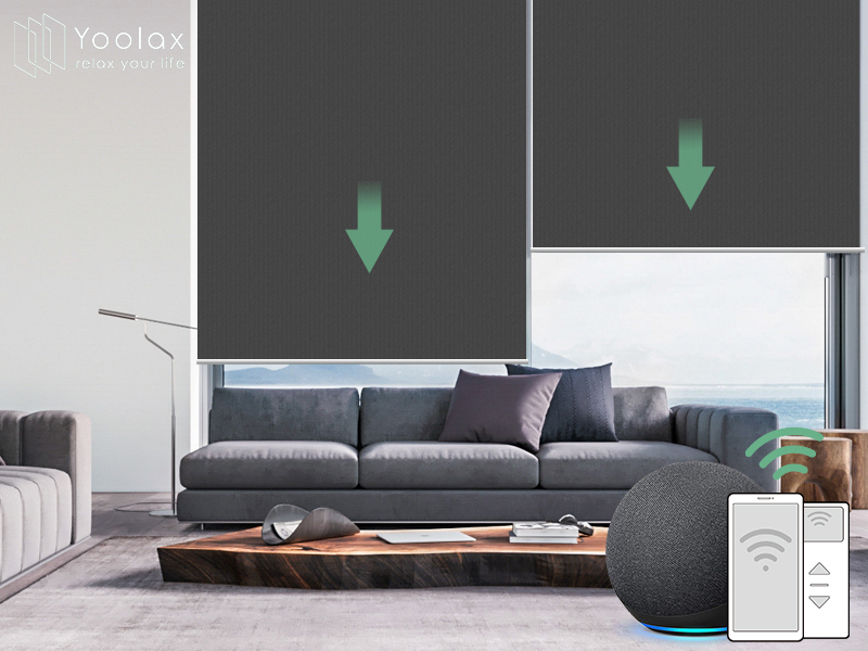 Yoolax Motorized Roller Shade Remote Control Smart Blind Custom Blackout Waterproof Automatic ...