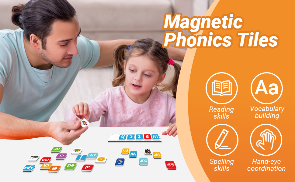 Amazon.com: Magnetic Letters Tiles, Phonics Letter Tiles with Magnet ...