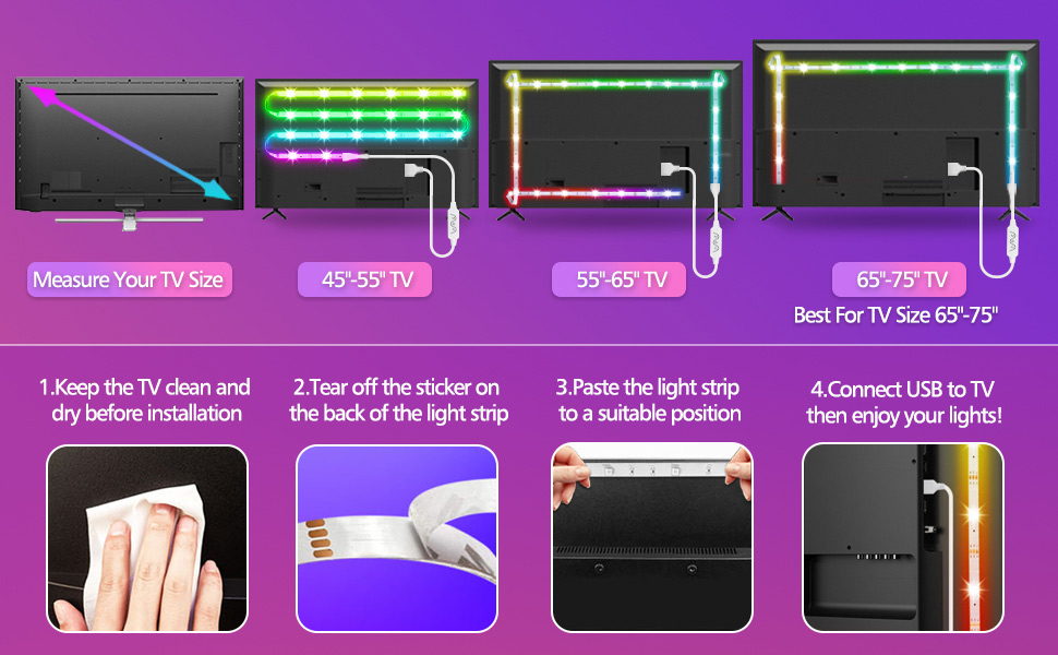 Amazon.com: LED Lights for TV Led Backlight, 13.1ft RGBIC Led Strip ...