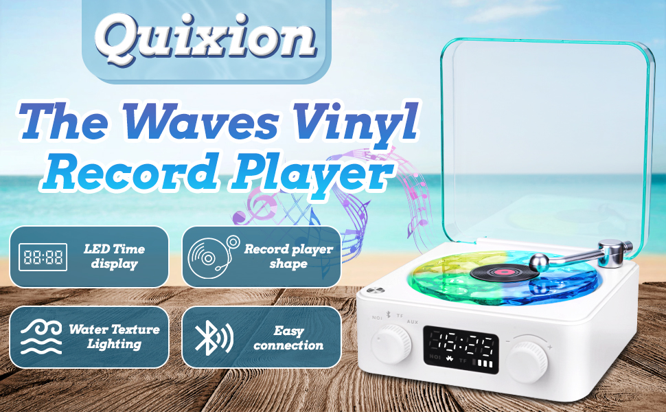 Vinyl Speaker, The Waves Vinyl Record Player with RGB Light, Waves ...