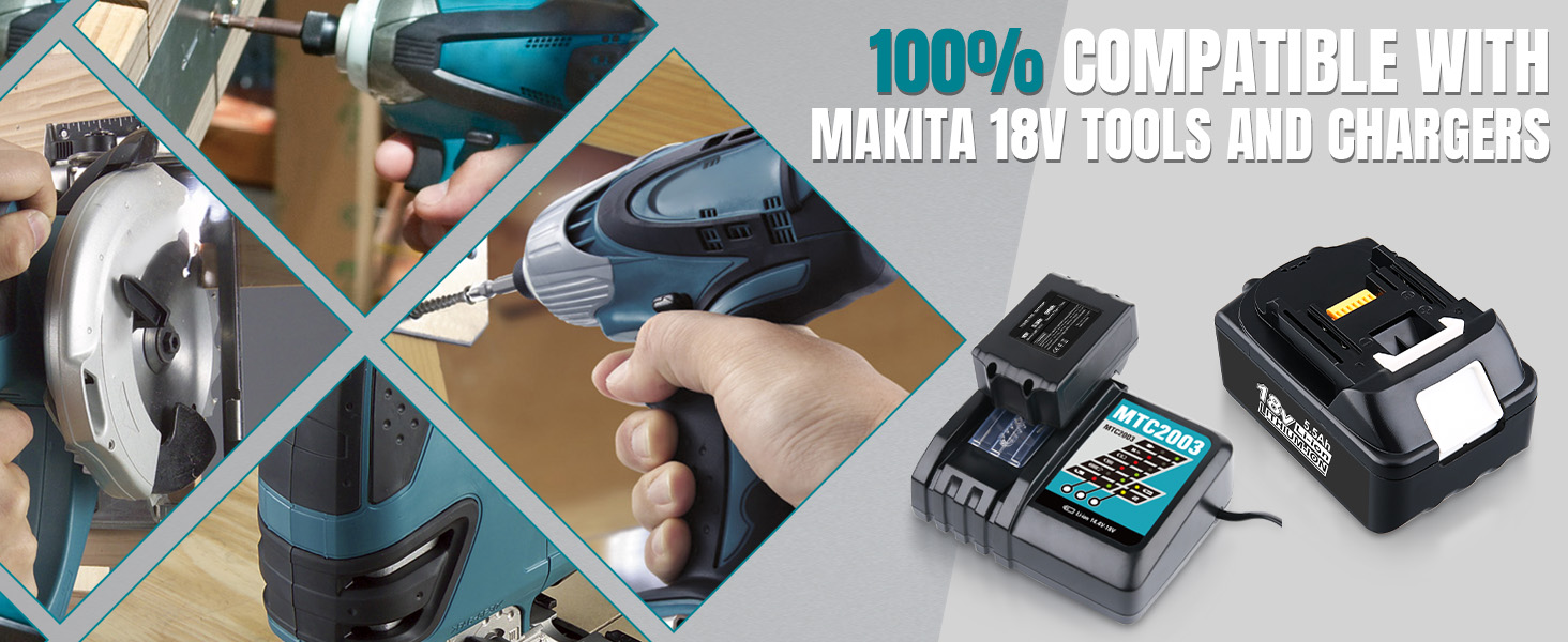 DASNITE 5.5Ah 18V BL1850B Battery Li-ion Replacement for Makita 18V Battery + DC18RC 14.4V-18V 3 ...