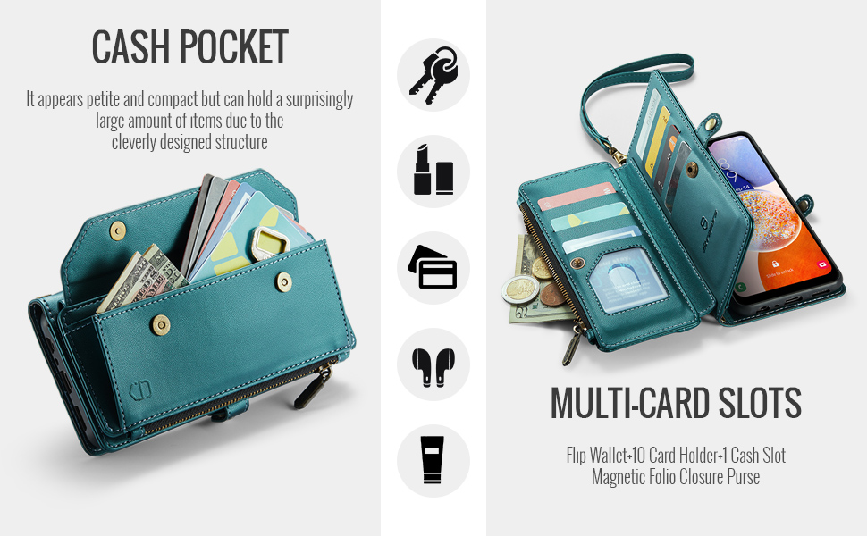 Amazon.com: Strapurs Crossbody Wallet Case Compatible with Samsung Galaxy A14 5G RFID Blocking ...