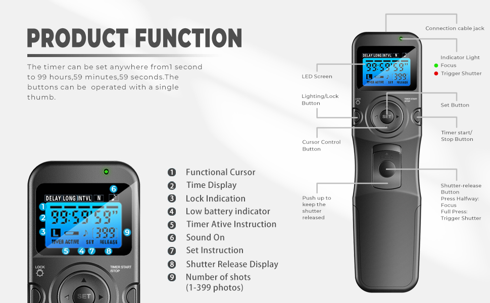Amazon.com : Digital Timer Remote Shutter Release Trigger Intervalometer for Canon EOS Rebel T6 ...