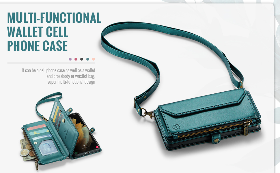 Amazon.com: Strapurs Crossbody Wallet Case Compatible with Samsung Galaxy S21 Ultra 5G RFID ...