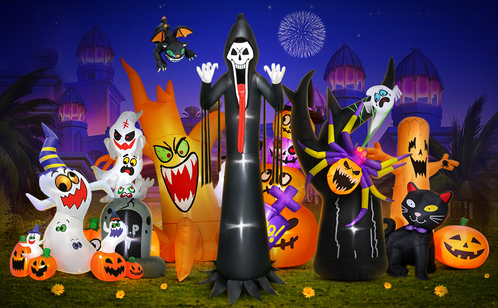 Amazon.com: KOOY 10 FT Halloween Inflatable Ghost,Halloween Decorations Outdoor,Inflatable ...