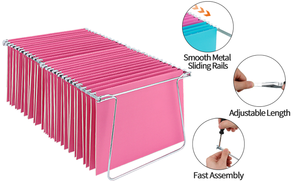 Amazon.com : VZCPYTPM 2 Packs Hanging File Folder Frame,Heavy Duty Steel Hanging File Organizer ...