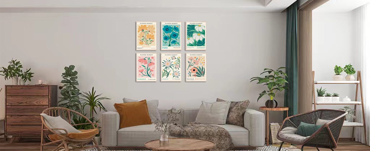 Amazon.com: RETRART Flower Market Poster Set of 6, Abstract Flower ...
