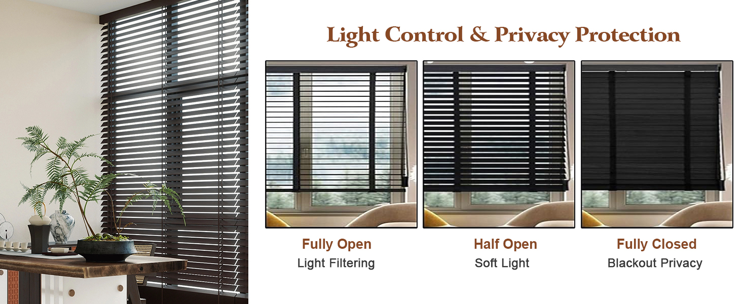 Amazon.com: EVOZEN Slats Wood Blinds 2 Inch Cordless, Custom Wood Blinds for Indoor Windows ...