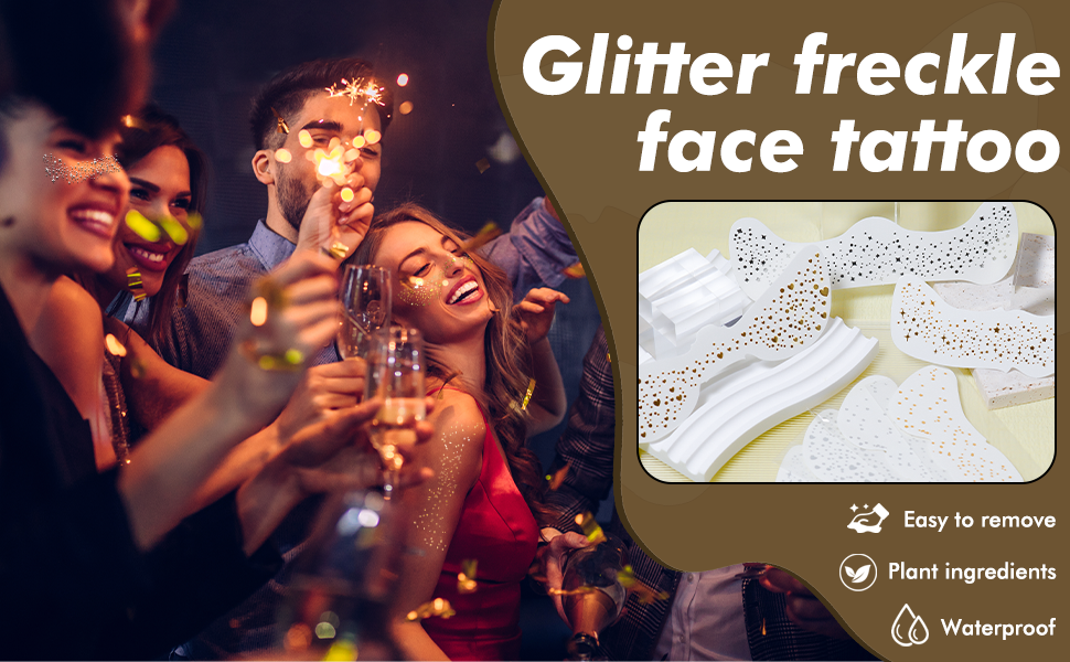 Amazon.com : Wugbc Gold & Silver Face Glitter Freckles Tattoo 8 Pcs, Sparkle Freckles Temporary ...