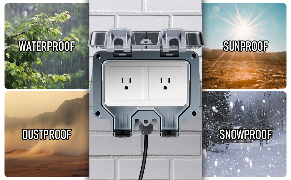 Amazon.com: ZUYIYI Outdoor Power Outlet Box with 32.8Ft Extension Cord, NEMA 5-15R, STW 14 AWG ...