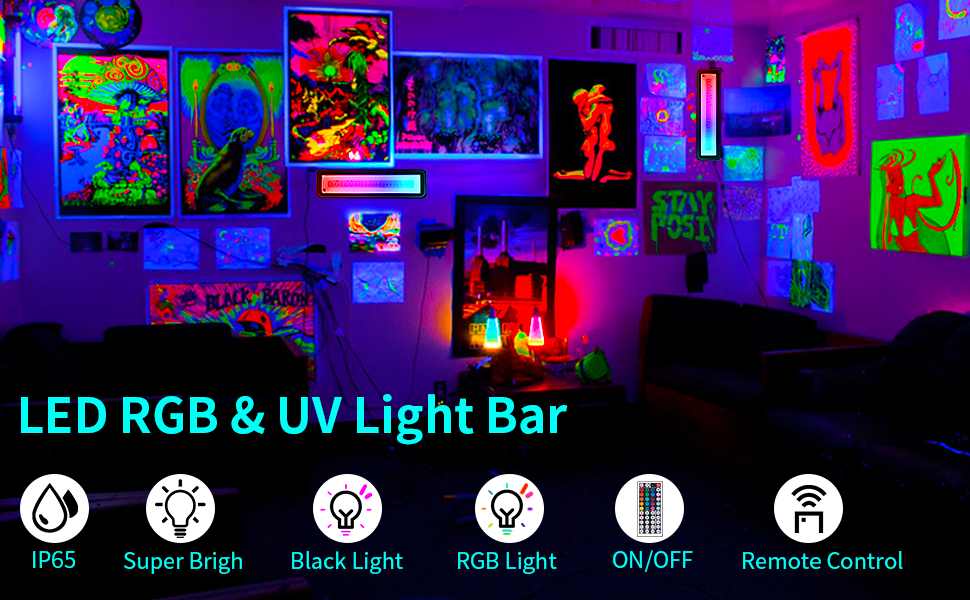 Viugreum Led UV+RGB Schwarzlicht 50W watt Strahler Außen IP65 Wasserdicht Fluter Scheinwerfer ...