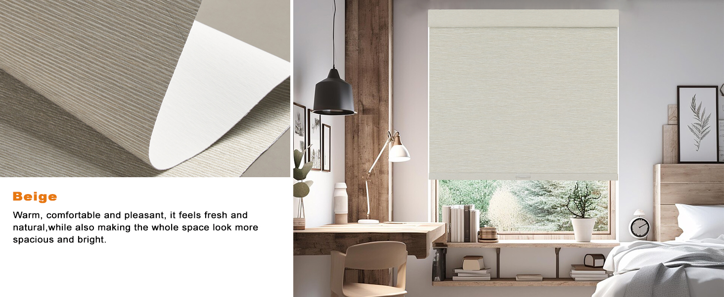 Amazon.com: Persilux No Drill No Tools Blackout Roller Shades for Windows,Linen Fabric Cordless ...