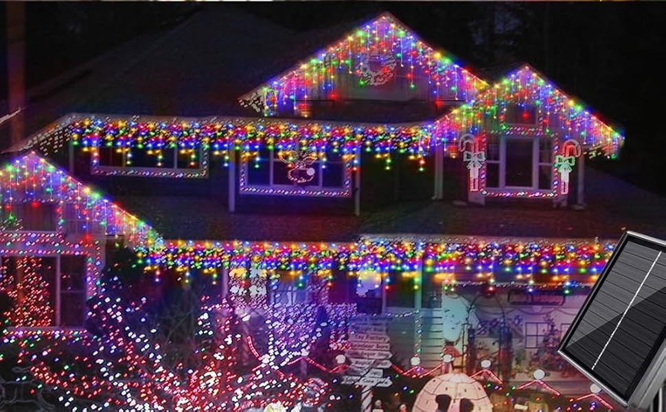 Homeleo Multi-Color Outdoor LED Icicle Lights, 14.5Ft with 160 LEDs ...