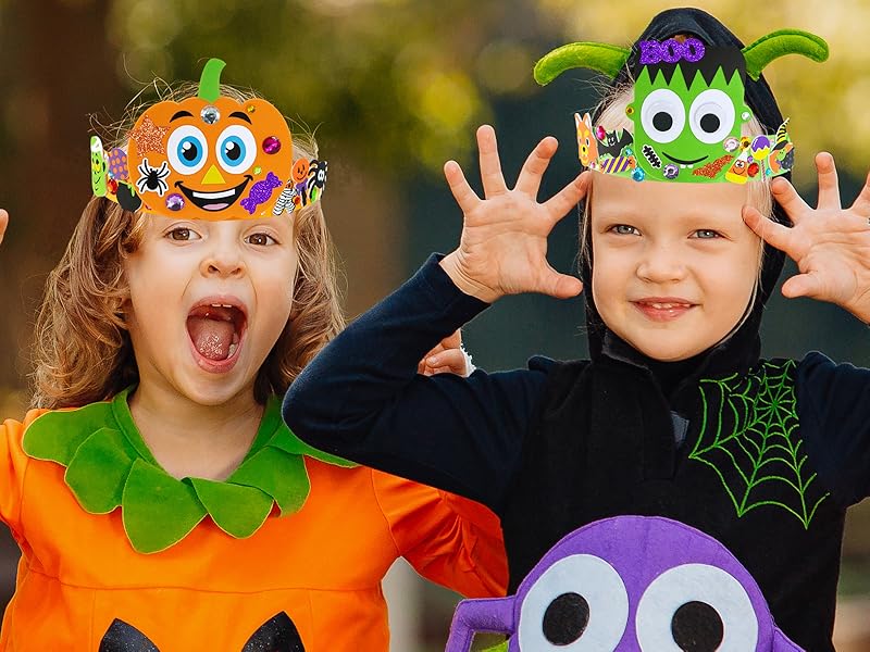 Amazon.com: Winlyn 24 Sets Halloween Headbands Craft Kits DIY Crown Art ...