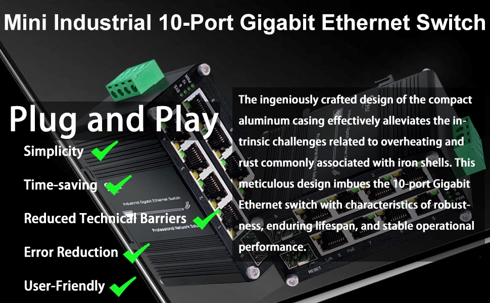 Amazon.com: Ndarepoo Mini Compact Industrial 8-Port 10/100/1000T 802.3at 30W PoE + 2-Port 100 ...