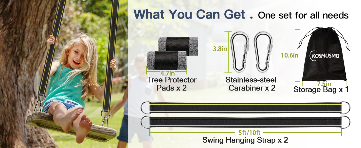 Amazon.com: KOMUSMO 10FT Tree Swing Hanging Straps Kit, Extra Long 2 ...