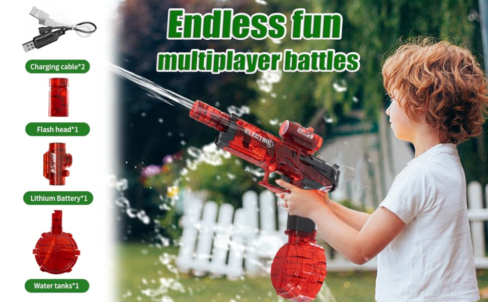 Amazon.com: Electric Water Gun with Muzzle Flash, 500CC Large Capacity High Powered Squirt ...