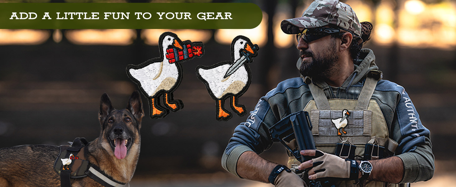 Aolamegs 2 Pcs Funny Tactical Duck Patches, Duck with Knife Embroidered Applique and Explosive ...