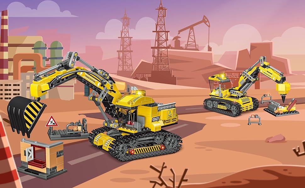 Amazon.com: Technic Building Excavator Sets 2 in 1 - Construction ...