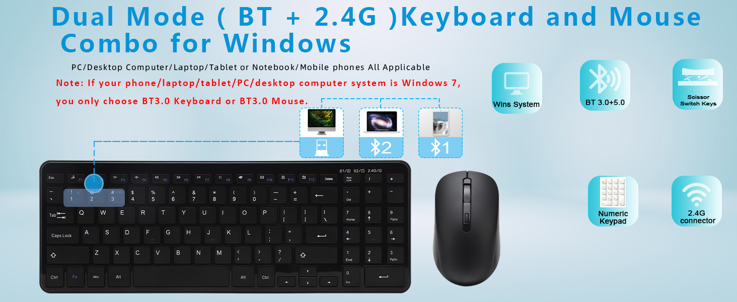 Amazon.com: Awaygerous Wireless Keyboard and Mouse Combo, Bluetooth Keyboard and Mouse (2.4G ...