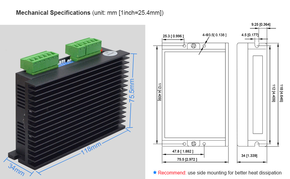 STEPPERONLINE DM556T Digitaler Schrittmotor Treiber 1.8-5.6A 20-50VDC Stepper Motor Driver Für ...