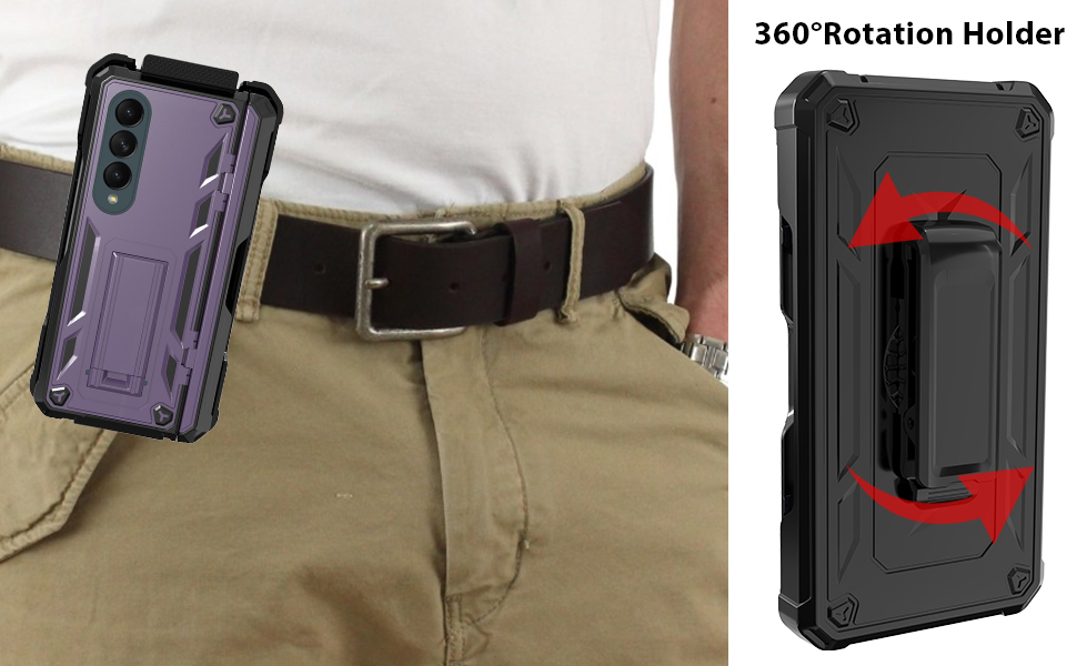 Amazon.com: KJSK for Samsung Galaxy Z Fold 4 Case,with S Pen Holder+Belt Clip Holster+Built-in ...