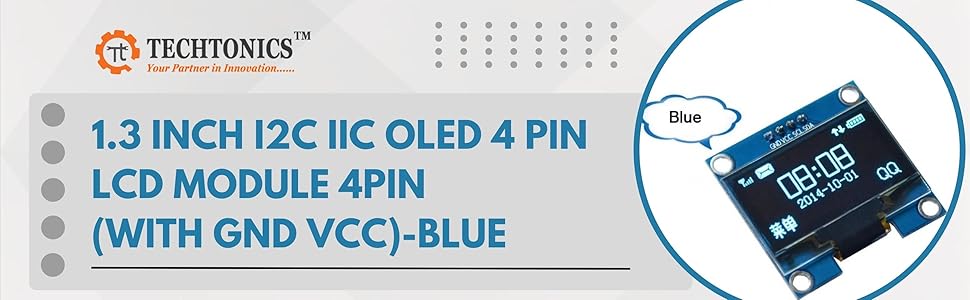 Techtonics 1.3 Inch I2C IIC OLED 4 pin LCD Module 4pin (with GND VCC ...