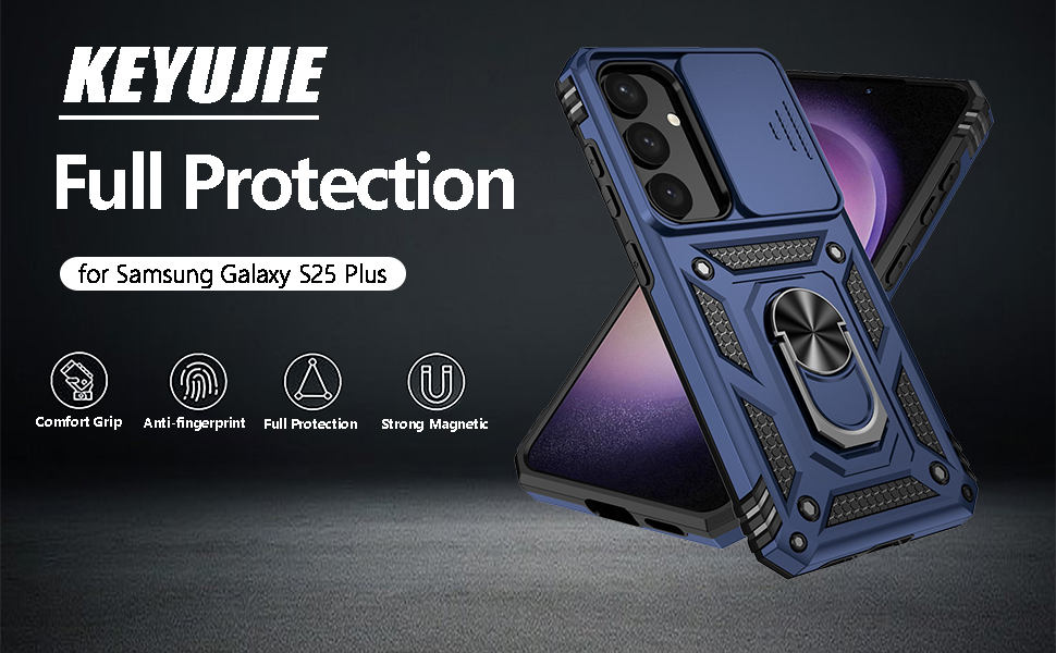 Amazon.com: KEYUJIE for Galaxy S25 Plus Case with Slide Camera Cover HD Screen Protector ...