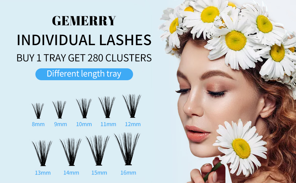 Amazon.com: Individual Lashes GEMERRY 280pcs Large Tray 0.07mm Lash Clusters 30D 8-16 MIX D Curl ...