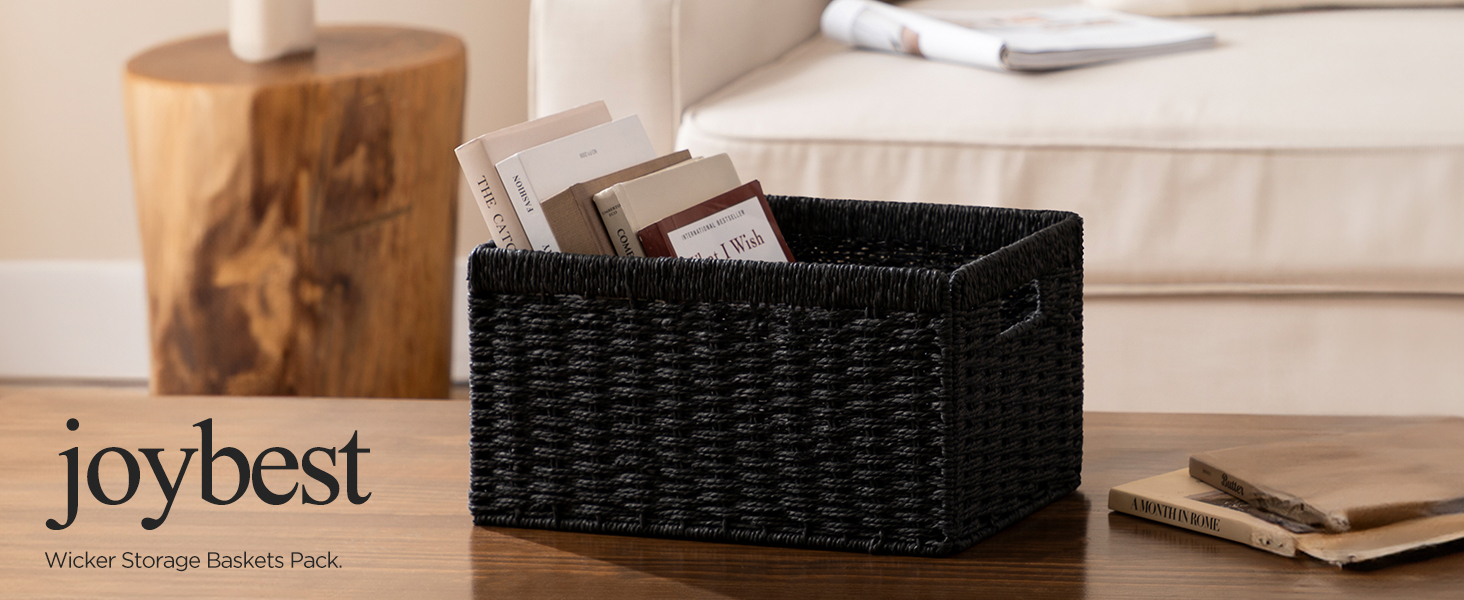 Amazon.com: joybest Wicker Storage Baskets for Shelves, Rectangular ...