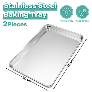 Baking Tray, Joyfair 100% Stainless Steel Oven Tray Set of 2, Large ...