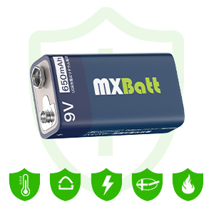 Amazon | MXBatt USB充電式 9V 充電池 006P型 6F22 角形 9V形 6P型 リチウムイオン 650mAh USB-Cケーブルス付き1.5H急速充電電池 1500回 ...