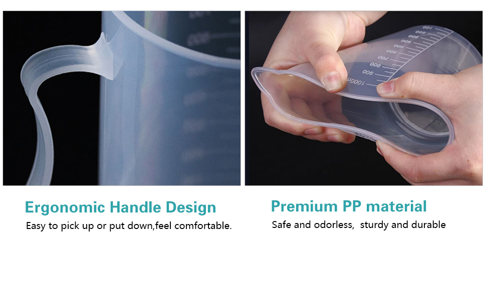 Amazon.com: Aeseusia 5PCS Plastic Graduated Beakers Set with Handle,30ml 50ml 100ml 250ml 500ml ...