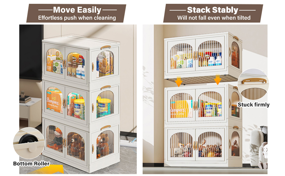 BTGGG Stackable Storage Boxes Medium 40L Elegant Collapsible Storage ...