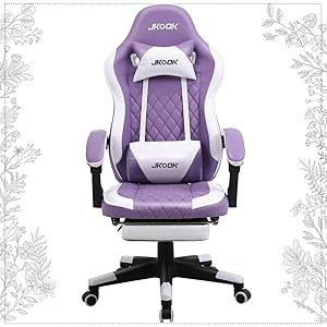 Amazon.co.jp: JKOOK ゲーミングチェア オットマン付き 多機能 連動ひじ掛け ゲーム用 デスクチェア 男女兼用 学習椅子 PUレザー JK08 (パープル) : ホーム＆キッチン