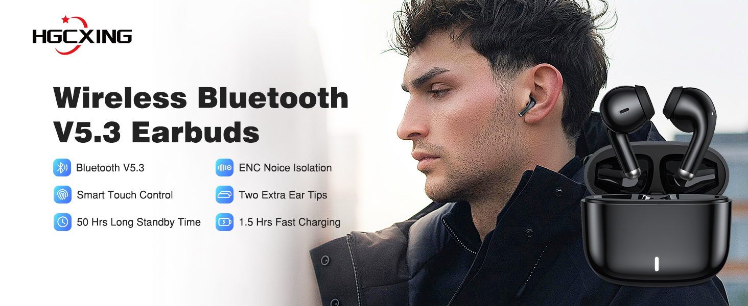 Amazon.com: Wireless Earbuds Bluetooth 5.3 Headphones for iPhone 17 16e ...