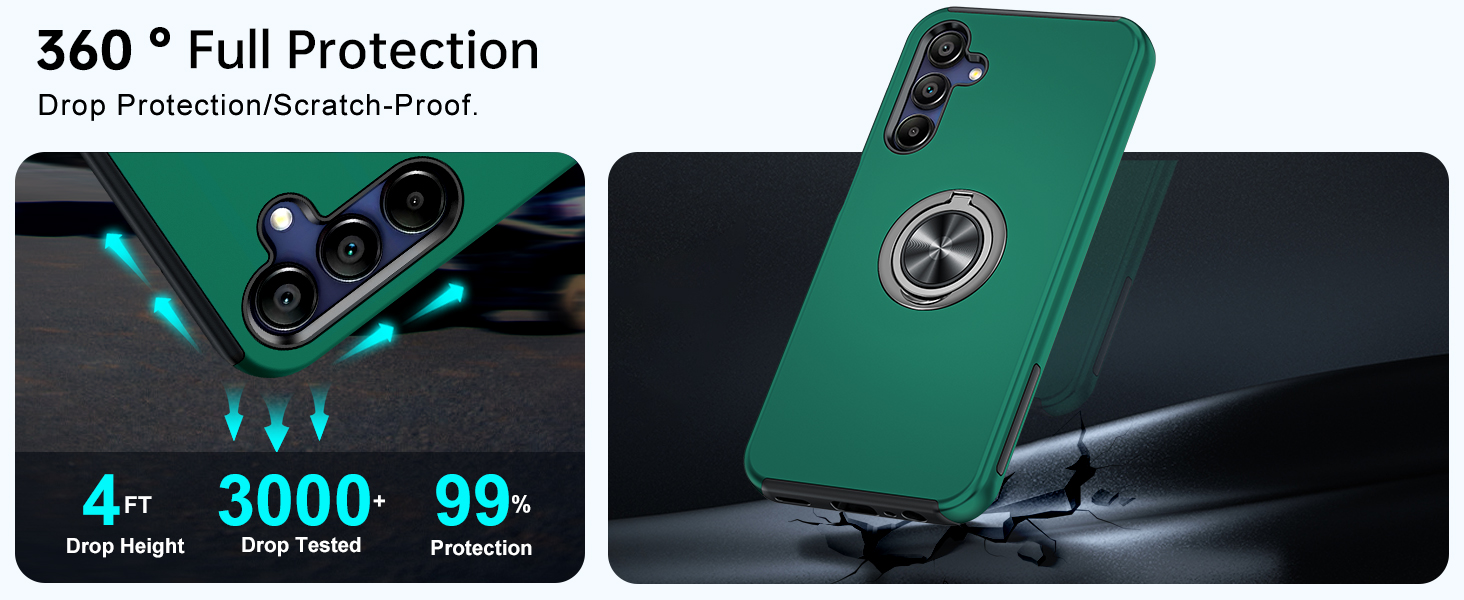 LeYi for Samsung Galaxy A15 4G/5G Case: and 2 Tempered Glass Screen Protector, with 360 Ring ...