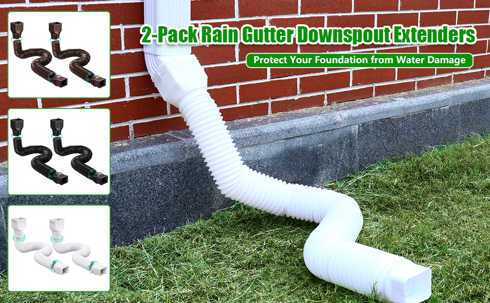 Amazon.com : PruceTrek 2 Pack Rain Gutter Downspout Extension Flexible ...