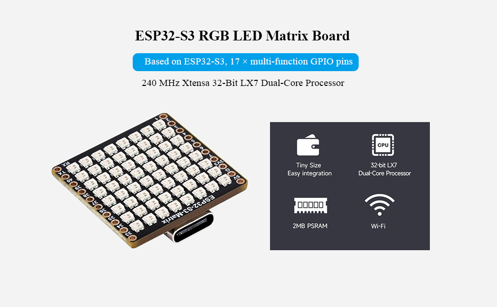 Esp32 S3 Matrix Esp32 S3 Development Board With 8×8 Rgb Led