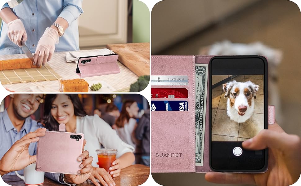 Amazon.com: SUANPOT for Samsung Galaxy S22 Ultra with RFID Blocking Leather Wallet case Credit ...