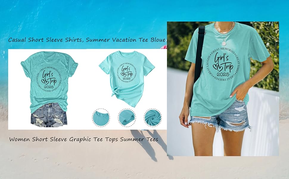 YSUGMKF Girls Trip Sweatshirts for Women 2025 Vacation Shirt Funny Holiday Shirts Casual Long ...