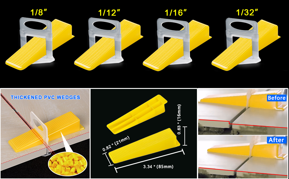 Tile Leveling System Clips 1/32" 2000 Piece Tile Spacers Clips and 300 ...