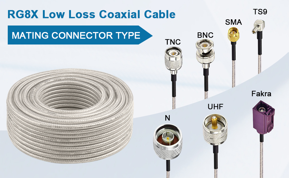 Amazon.com: MOOKEERF RG8x Coaxial Cable 100ft,Low Loss RG8X Cable ...