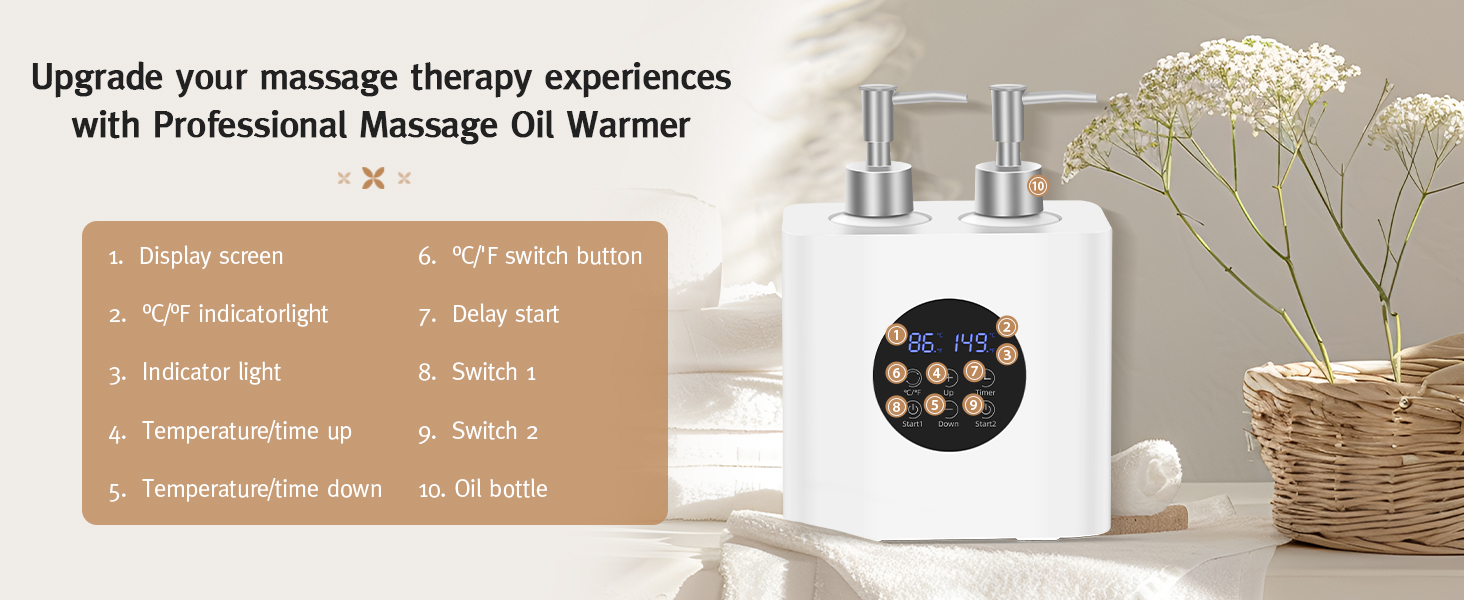Amazon.com: Massage Oil Warmer for SPA, Body Oils Heater with 4 Bottles Dispenser, Professional ...