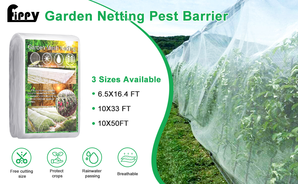 Amazon.com : Fippy Garden Netting Pest Barrier, 10 X 50FT Insect Netting for Garden Raised Beds ...