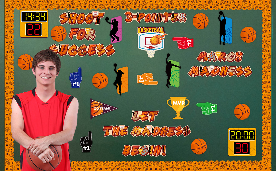 Amazon.com: 58 PCS Basketball Bulletin Board Decoration March Madness ...