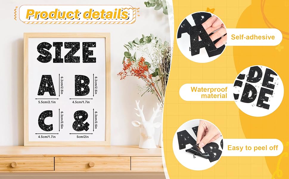 Amazon.com: 128 Pcs Letter Stickers Glitter Large Bulletin Board ...