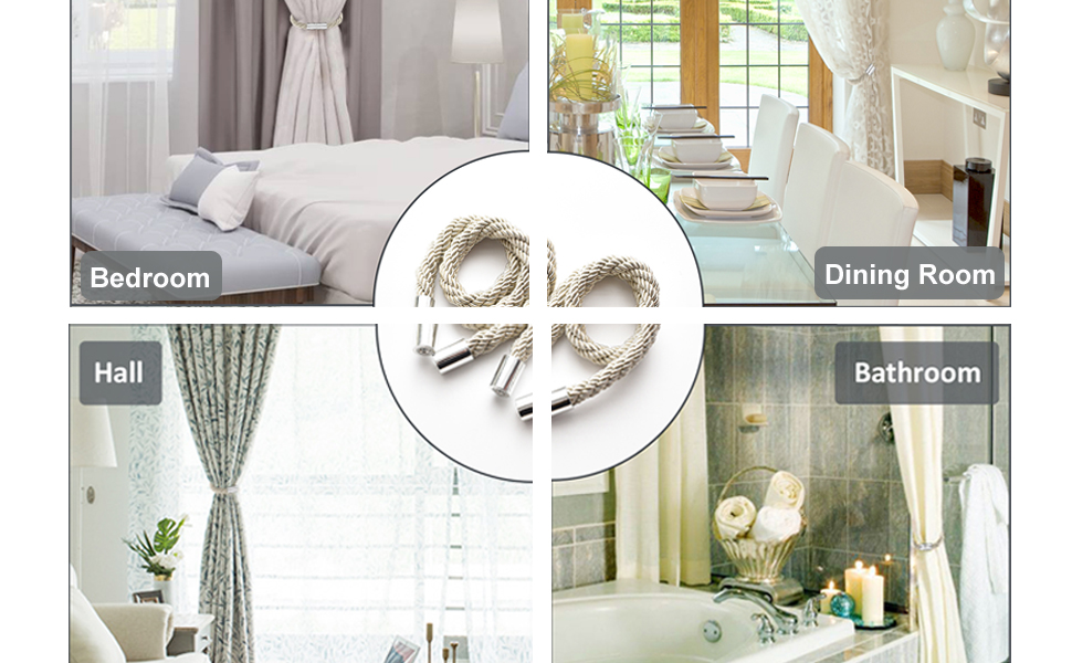 Amazon.de: Leeko Magnetische Vorhang Raffhalter, 2 Stück Modern Vorhanghalter Seil Raffhalter ...