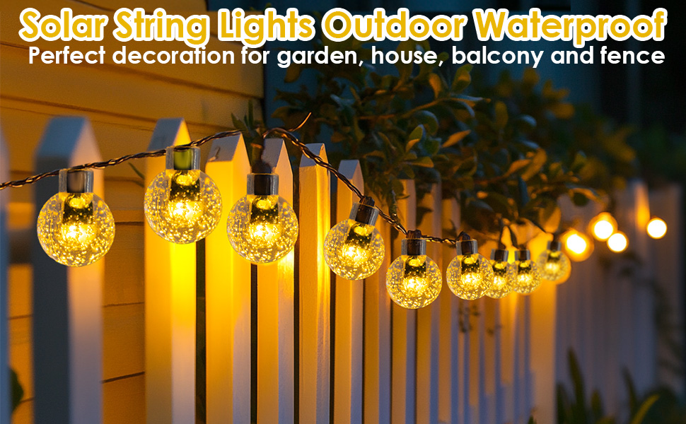 Solar Garden Lights Outdoor, 60 LED 12M/39Ft Solar String Lights ...