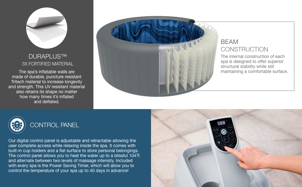 Amazon.com : Bestway Santorini SaluSpa HydroJet Pro 5-7 Person Inflatable Hot Tub Spa with 180 ...